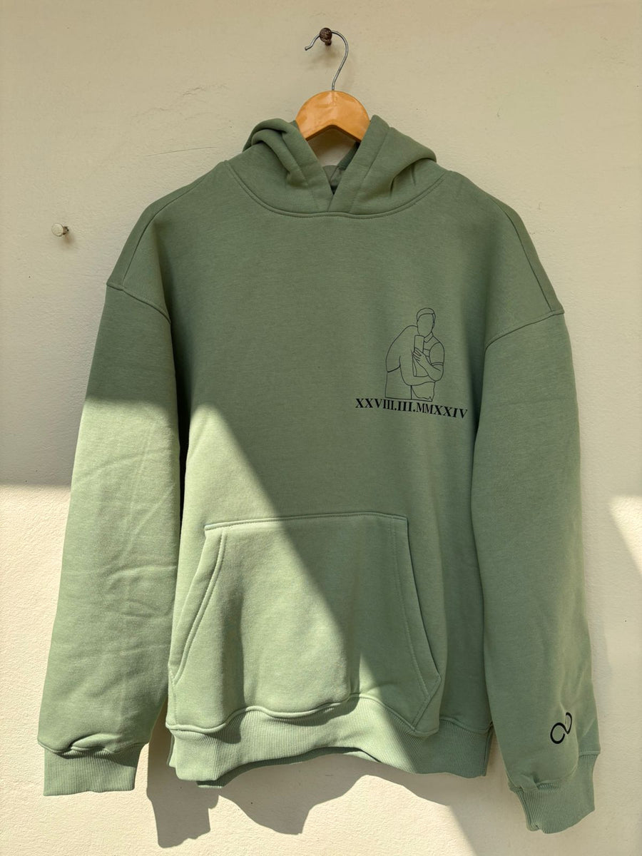 Printed Line Art Oversized Hoodie with Custom Text – Theteeshirtwala